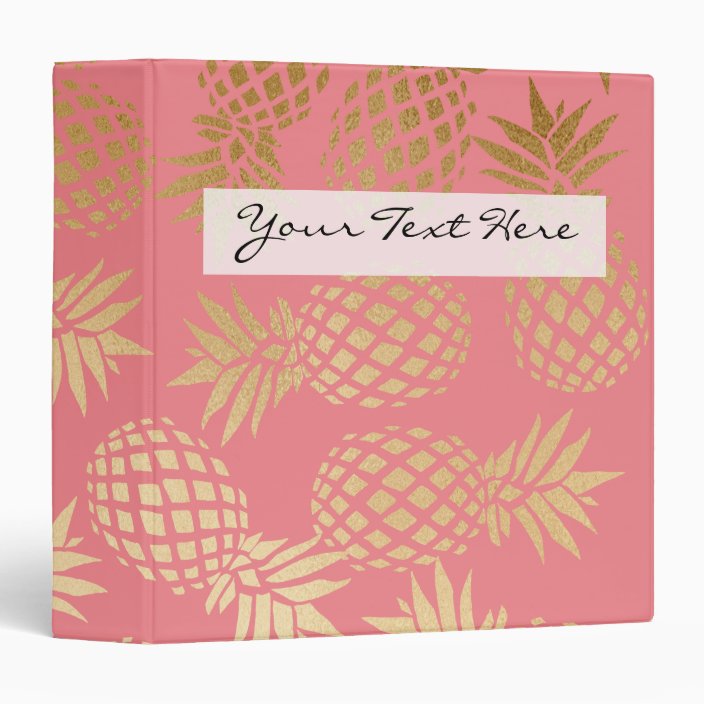 elegant faux gold tropical pineapple pattern binder | Zazzle.com