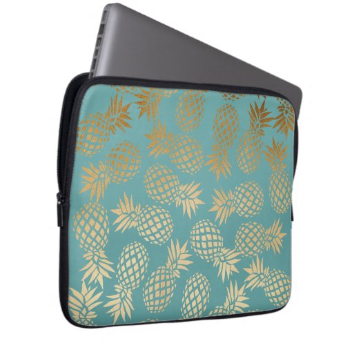 elegant faux gold tropical pineapple pattern laptop sleeve | Zazzle