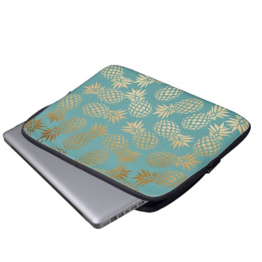 elegant faux gold tropical pineapple pattern laptop sleeve | Zazzle
