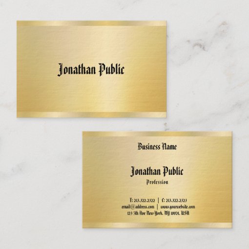 Elegant Faux Gold Vintage Template Classic Text Business Card | Zazzle
