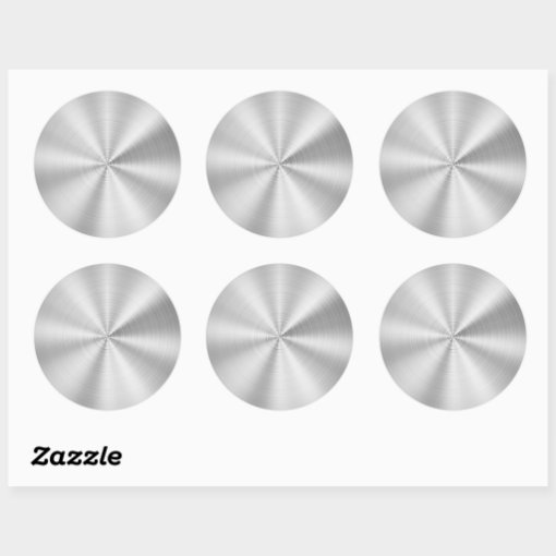 Elegant Faux Metallic Shiny Silver Classic Round Sticker | Zazzle