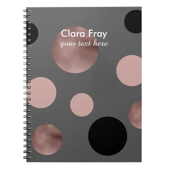 elegant faux rose gold blush pink black circles notebook | Zazzle