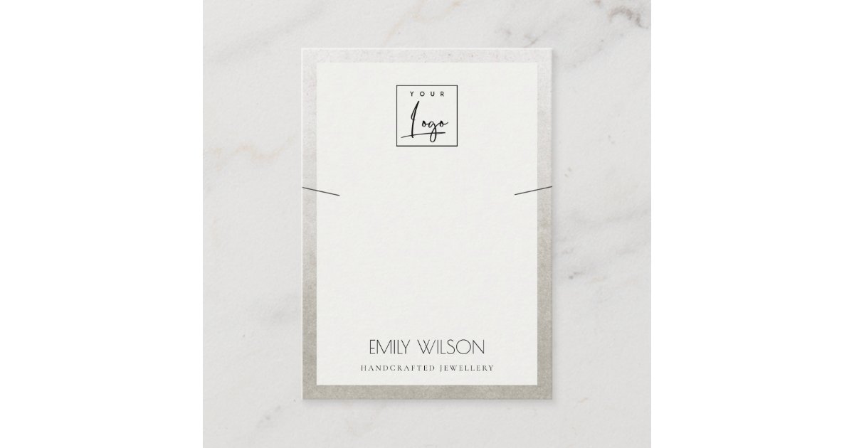 ELEGANT FAUX SILVER BORDER LOGO NECKLACE DISPLAY BUSINESS CARD | Zazzle