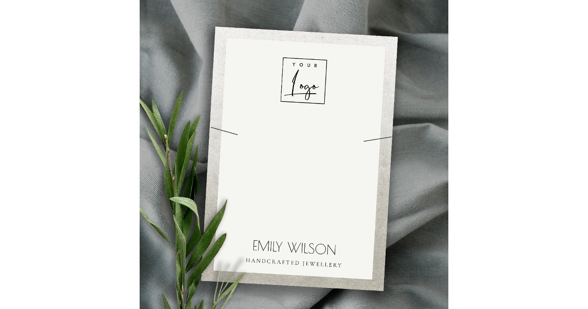 ELEGANT FAUX SILVER BORDER LOGO NECKLACE DISPLAY BUSINESS CARD | Zazzle