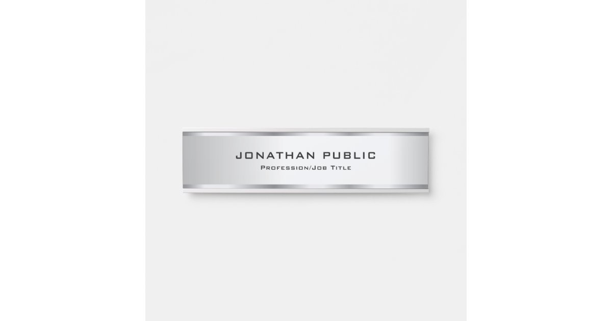 Elegant Faux Silver Metallic Look Template Trendy Door Sign | Zazzle