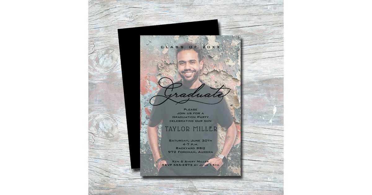 Elegant Faux Vellum Photo Graduation Invitation | Zazzle