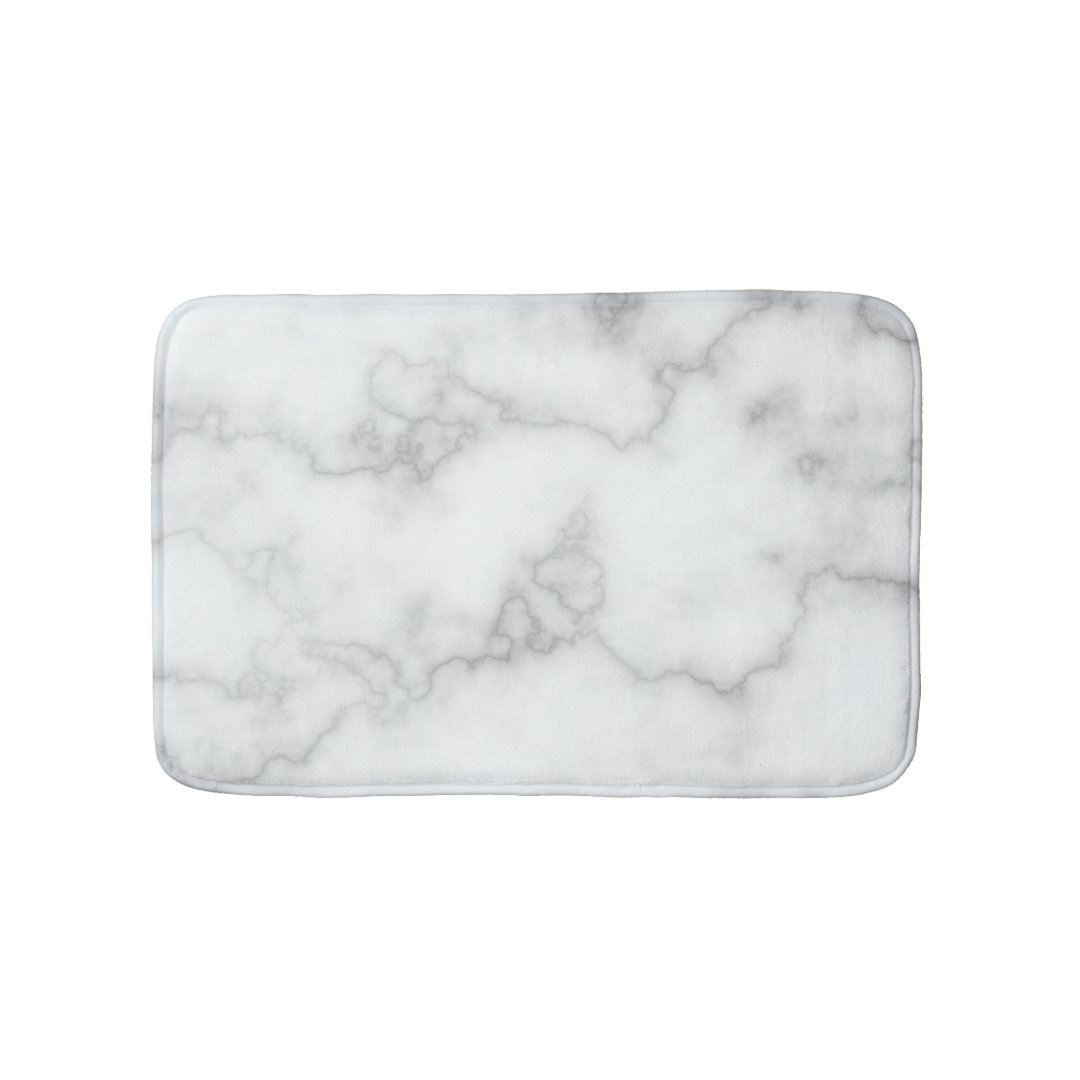Elegant Faux White Marble Bath Mat | Zazzle
