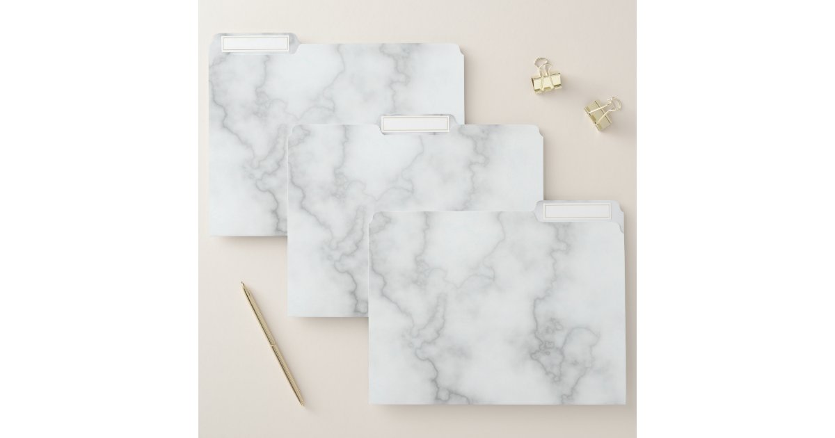 Elegant Faux White Marble File Folder | Zazzle