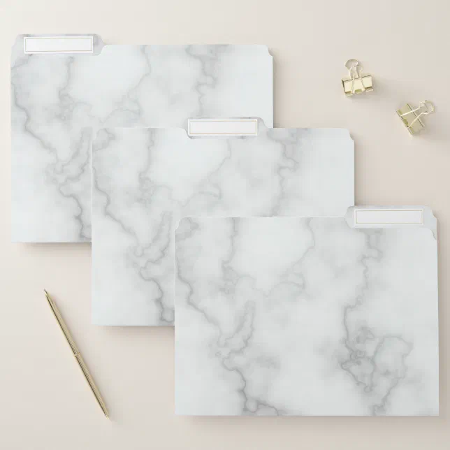 Elegant Faux White Marble File Folder | Zazzle