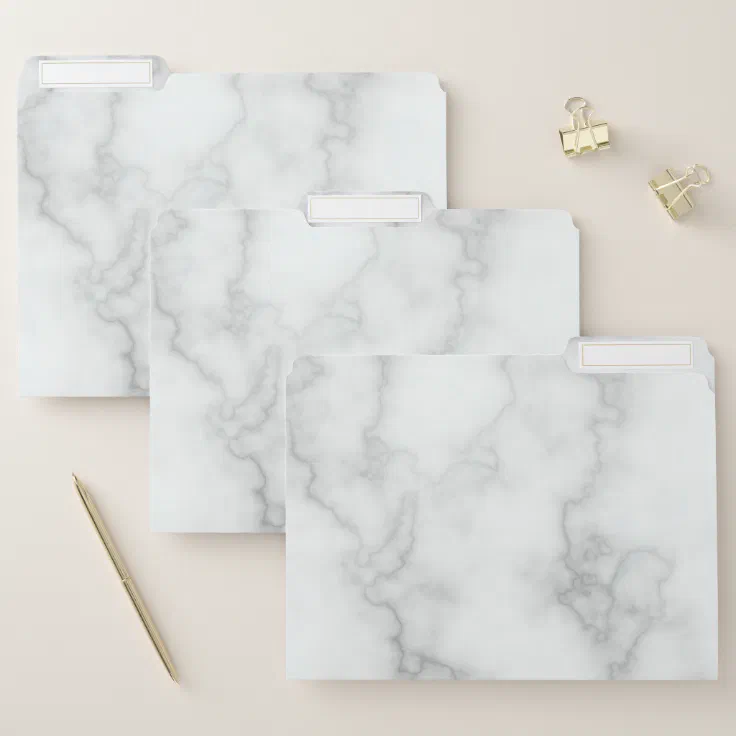 Elegant Faux White Marble File Folder | Zazzle