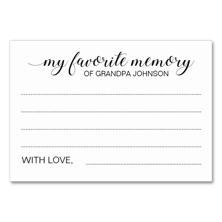Elegant Favorite Memory of Loved One Funeral Cards | Zazzle