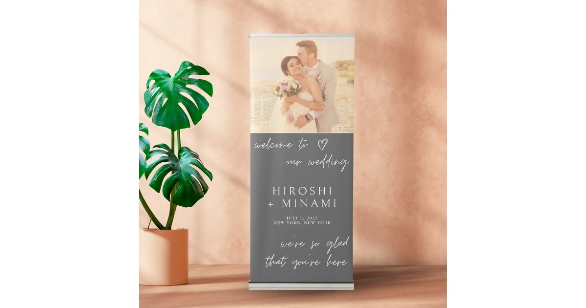 Elegant Featuring Your Names and Photo Retractable Banner | Zazzle