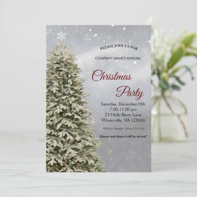 Elegant festive Christmas tree Invitation | Zazzle