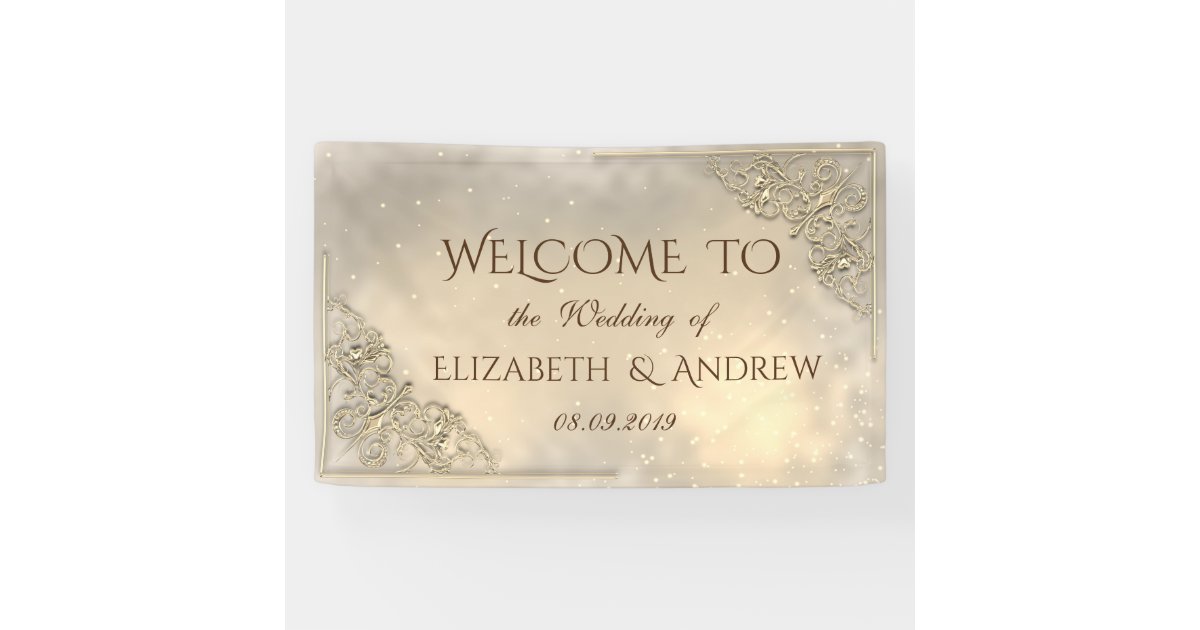 Elegant Festive Gold Wedding Banner | Zazzle