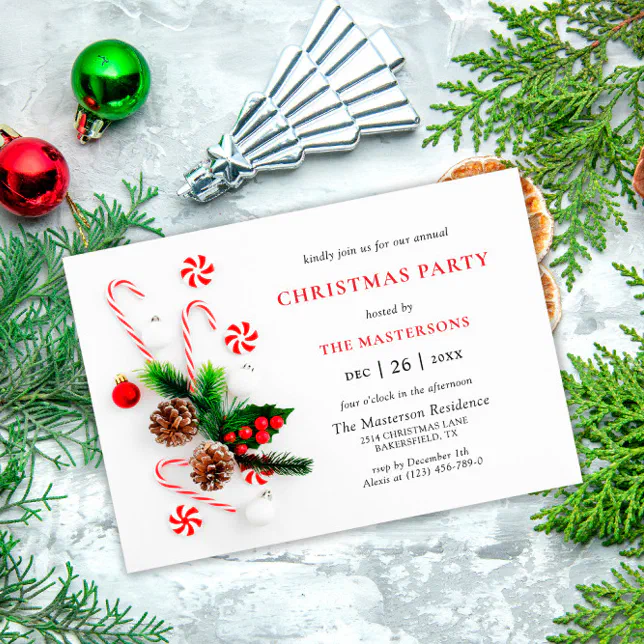 Elegant Festive Ornament Christmas Holiday Party Invitation | Zazzle