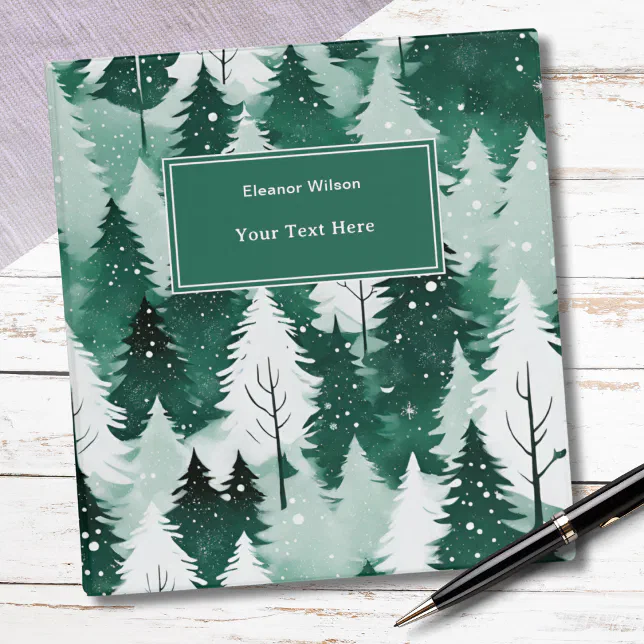 Elegant Festive Winter Forest Trees Snow 3 Ring Binder | Zazzle