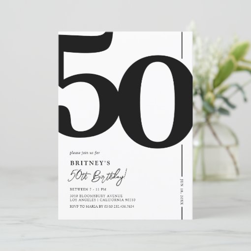 Elegant Fifty 50th Birthday Party Invitation | Zazzle