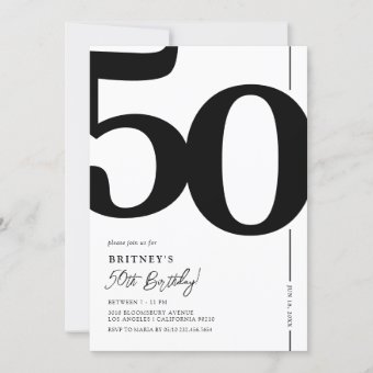 Elegant Fifty 50th Birthday Party Invitation | Zazzle