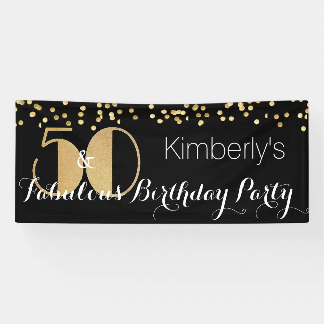 Elegant Fifty and Fabulous 50th Birthday Party Banner | Zazzle