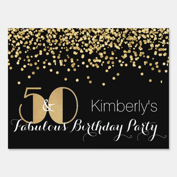 Elegant Fifty and Fabulous 50th Birthday Party Sign | Zazzle.com