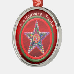 Elegant Filipino Christmas Parol & Jeepney Metal Ornament | Zazzle