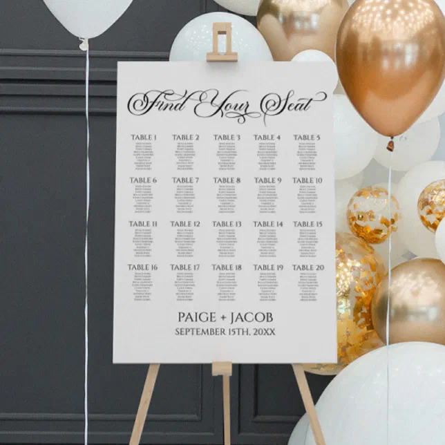 Elegant Find Your Seat Wedding Seating Chart Foam Board | Zazzle