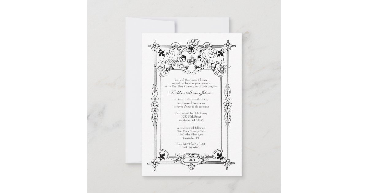 Elegant First Holy Communion Catholic Invitation | Zazzle