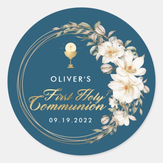 Elegant First Holy Communion Classic Round Sticker | Zazzle.com