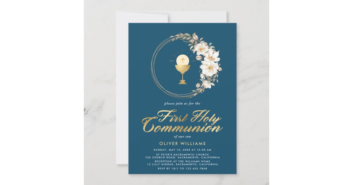 Elegant First Holy Communion Invitation | Zazzle