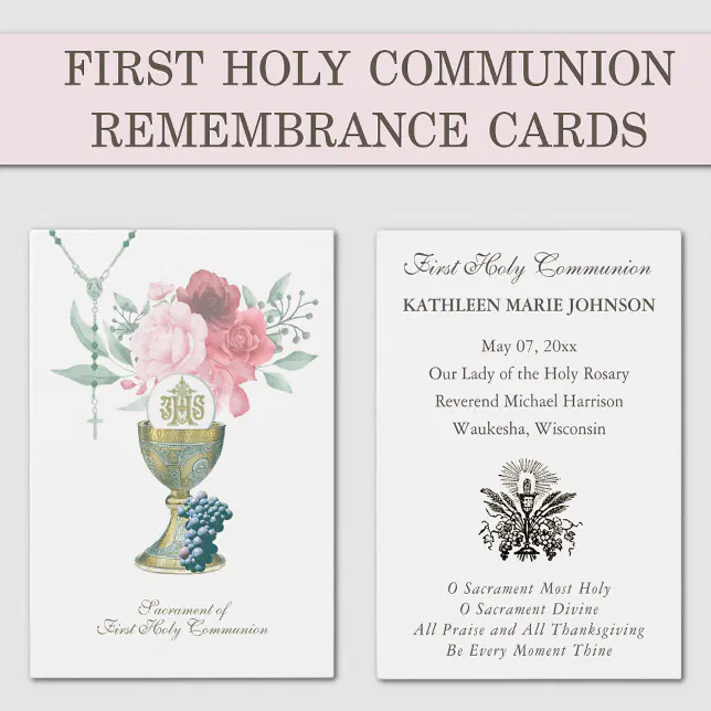 Elegant First Holy Communion Remembrance Holy | Zazzle