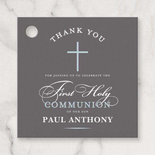 Elegant First Holy Communion Thank You Favor Blue Favor Tags | Zazzle.com