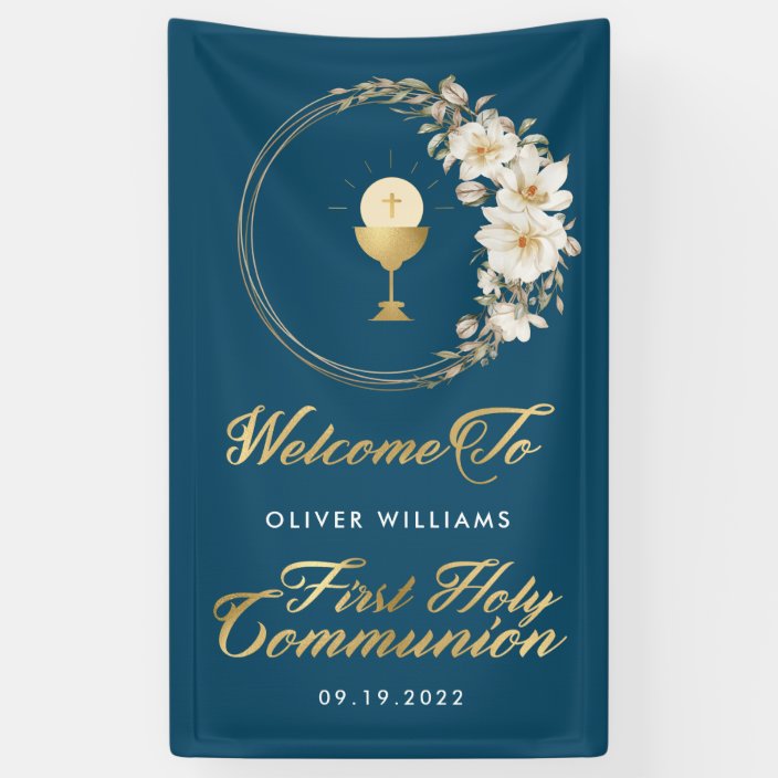 Elegant First Holy Communion Welcome Banner | Zazzle.com