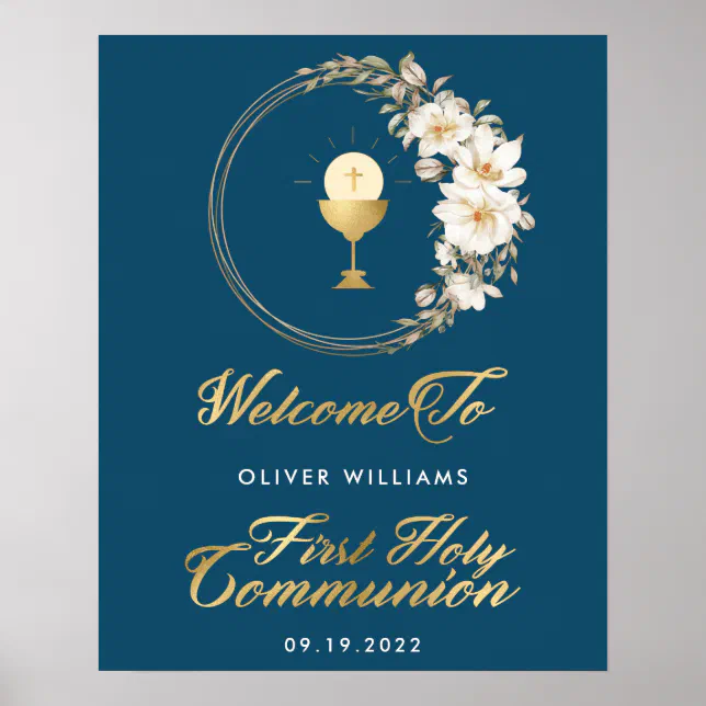 Elegant First Holy Communion Welcome Banner Poster | Zazzle