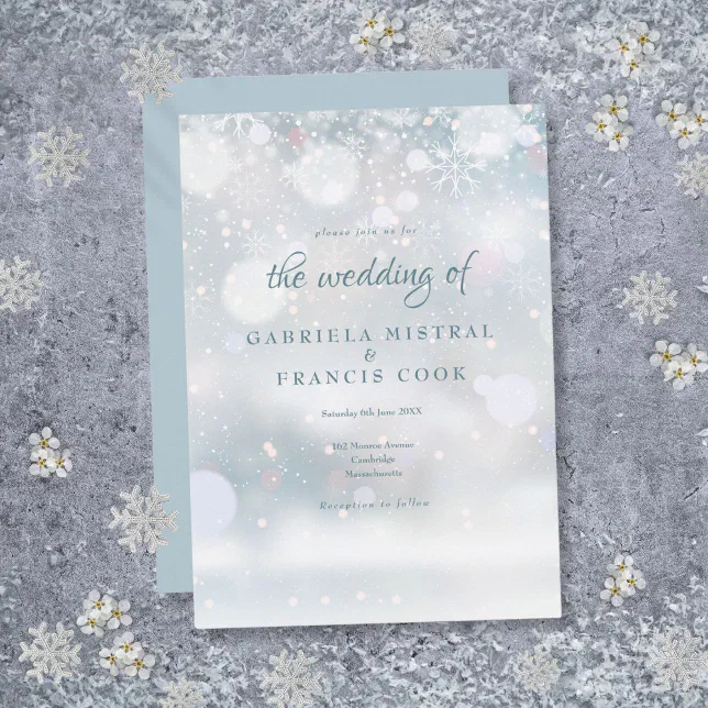 Elegant First Snowflakes Winter Wedding Invitation | Zazzle