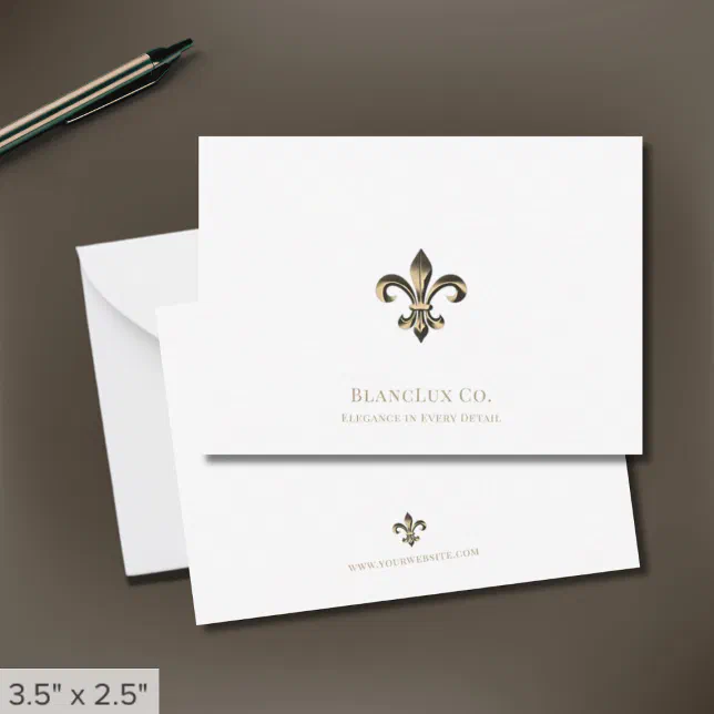 Elegant Fleur-de-lis Logo White Note Cards | Zazzle