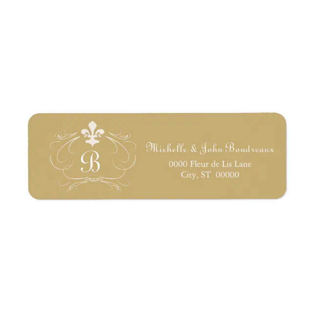 Elegant Fleur de Lis Monogram Label | Zazzle