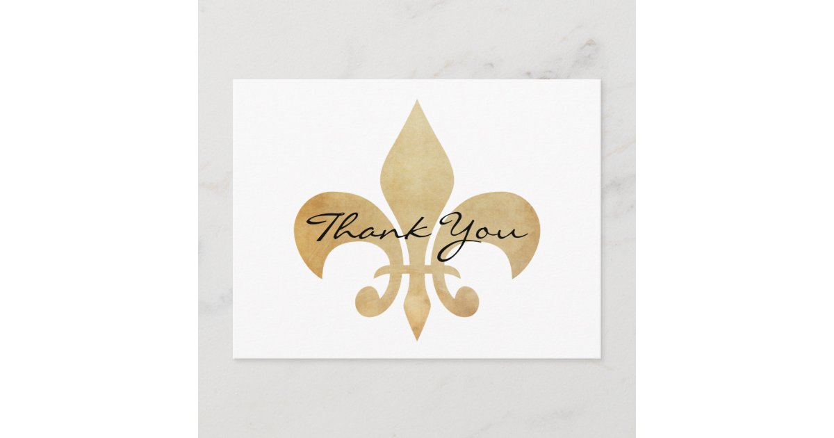 Elegant Fleur de Lis Thank You Postcard | Zazzle