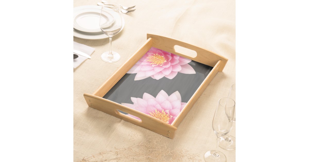 Elegant Floating Pink Lotus Flowers Serving Tray | Zazzle