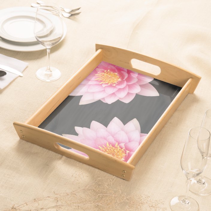 Elegant Floating Pink Lotus Flowers Serving Tray | Zazzle.com