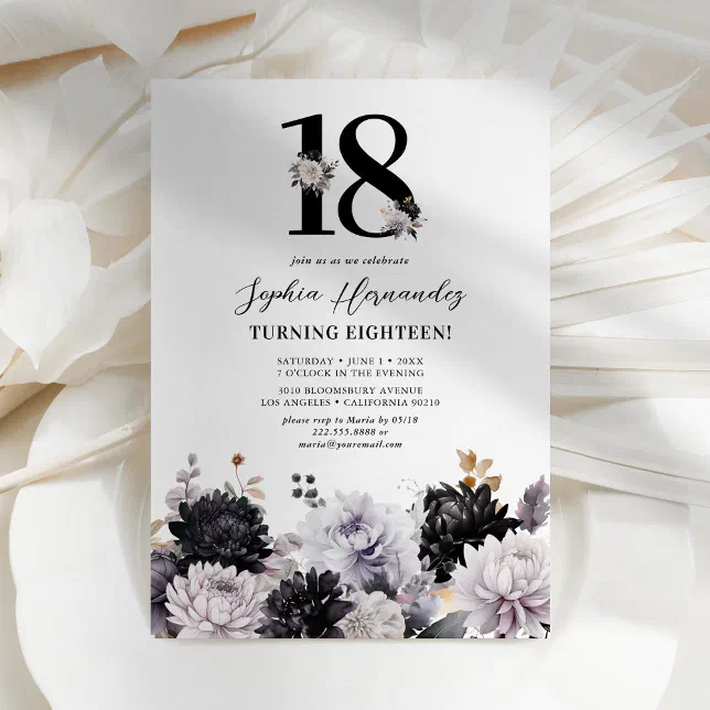 Elegant Floral 18th Birthday Party Invitation | Zazzle