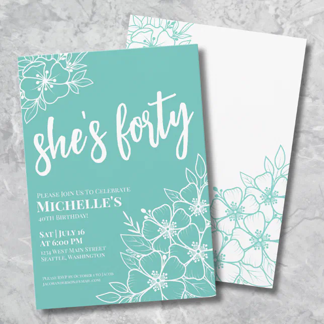 Elegant Floral 40th Birthday Party Invitation | Zazzle
