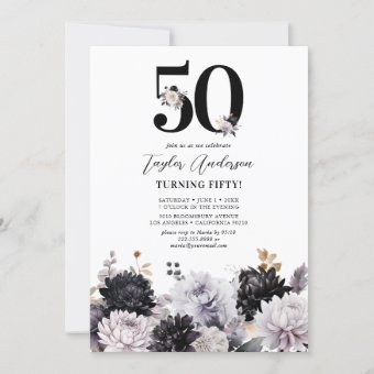 Elegant Floral 50th Birthday Party Invitation | Zazzle
