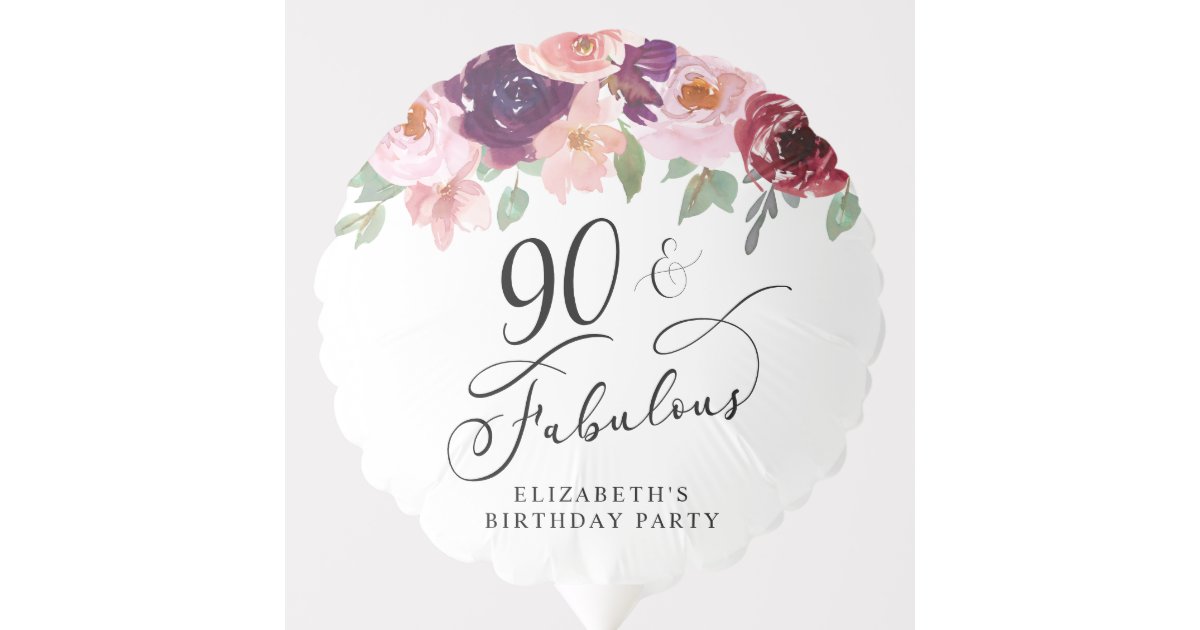 Elegant Floral 90th Birthday Party Balloon | Zazzle