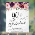 Elegant Floral 90th Birthday Party Welcome Acrylic Sign | Zazzle