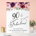 Elegant Floral 90th Birthday Party Welcome Acrylic Sign | Zazzle