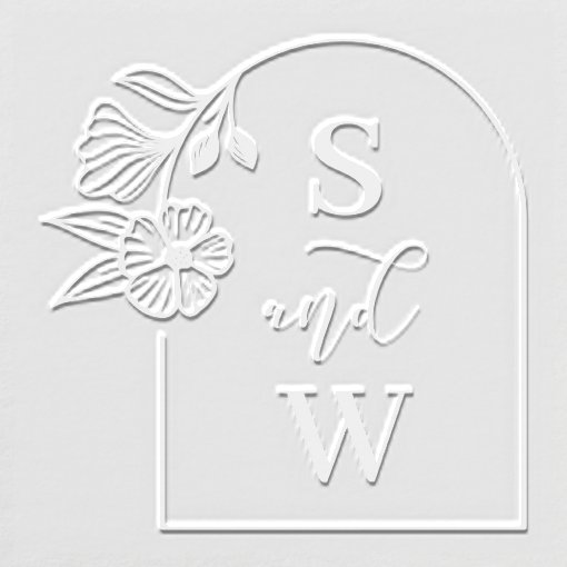 Elegant Floral Arch Frame Couples Wedding Monogram Embosser | Zazzle