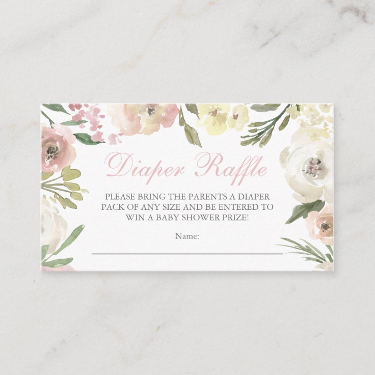 Elegant Floral Baby Shower Diaper Raffle Ticket Enclosure Card | Zazzle
