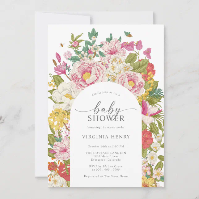 Elegant Floral Baby Shower Invitation | Zazzle