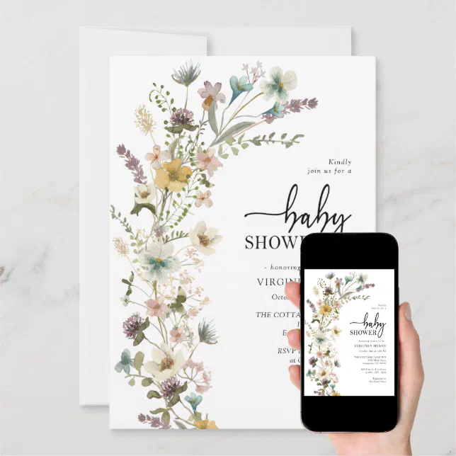 Elegant Floral Baby Shower Invitation | Zazzle