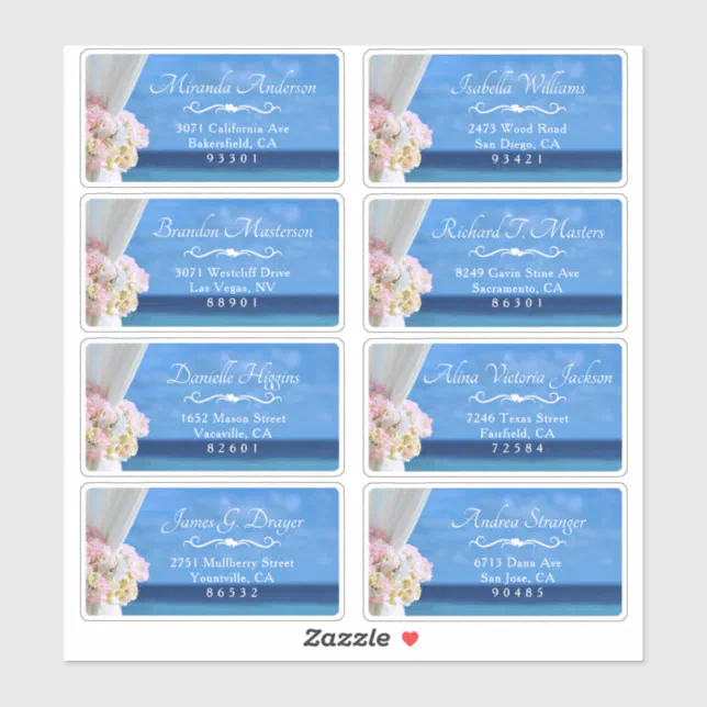 Elegant Floral Beach Summer Guest Shipping Label | Zazzle